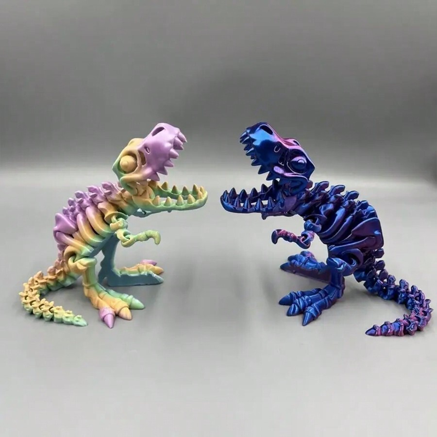 3D Printed Flexible Jaw T-Rex Dinosaur Statue - Posable Full Body ...