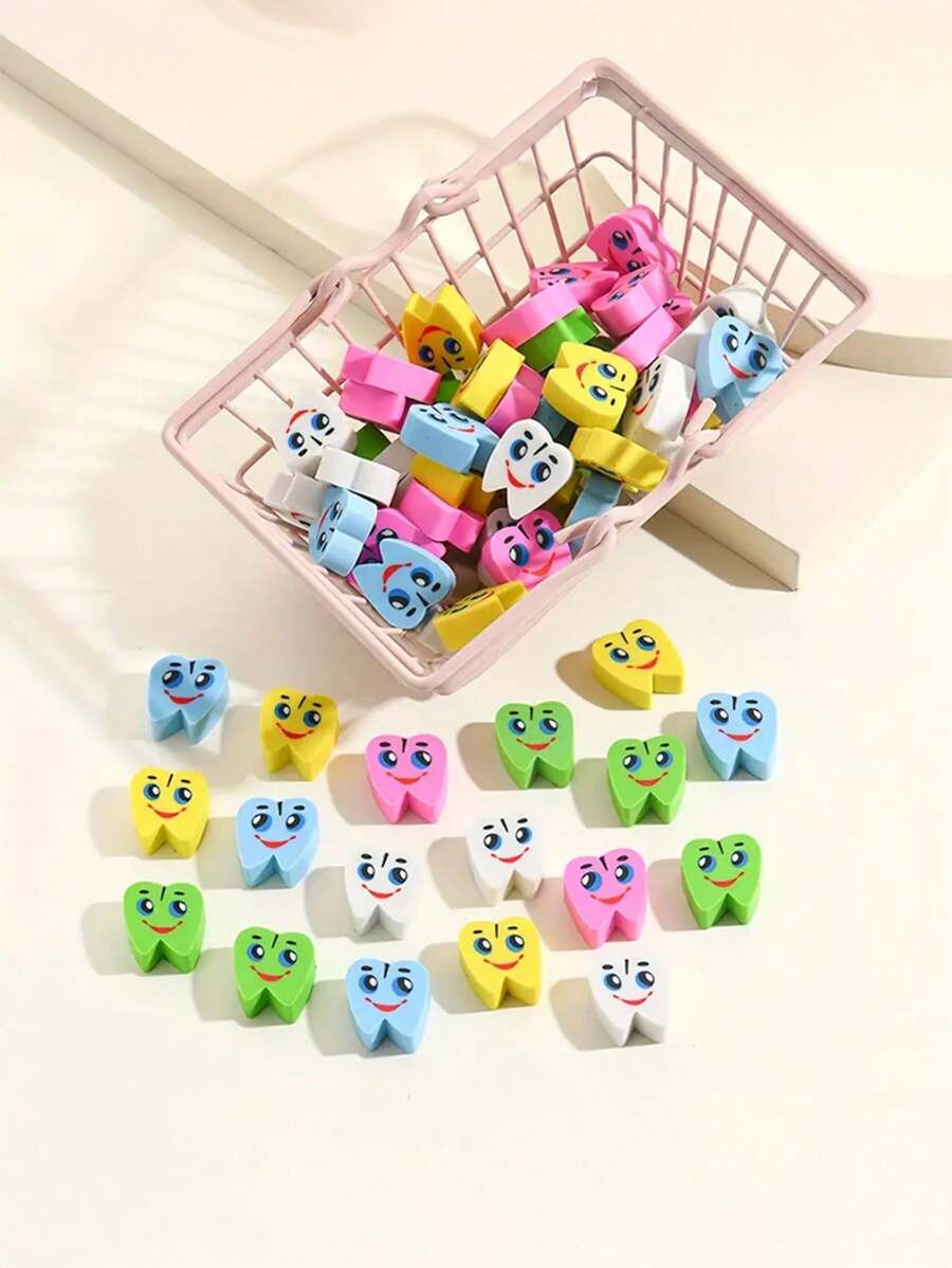 20pcs Cube Erasers - Synthetic Rubber Molar Tooth Shaped Pencil Erasers ...