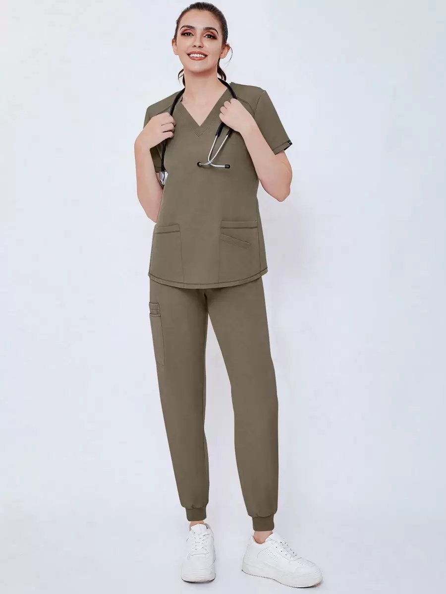 Scrubs Uniform Women's Soft Touch Elastic Sports Nurse Uniform Scrubs ...
