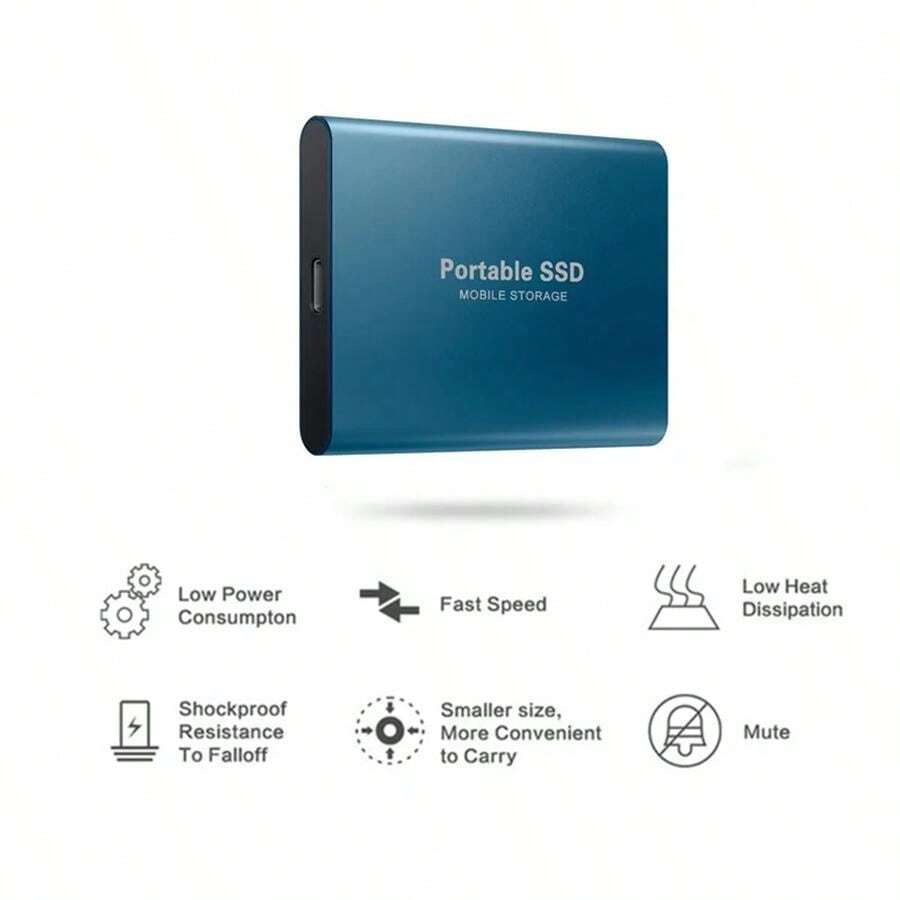 Portable SSD 30TB Blue Color External Hard Drive High-Speed Mobile ...