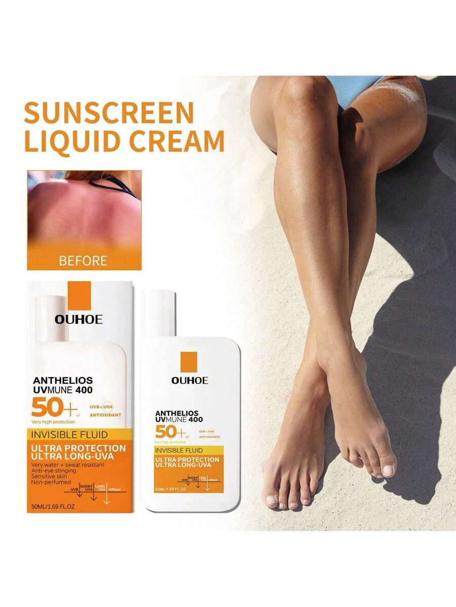 OUHOE Liquid Sunscreen SPF 50+ | Broad Spectrum SPF + Antioxidants ...
