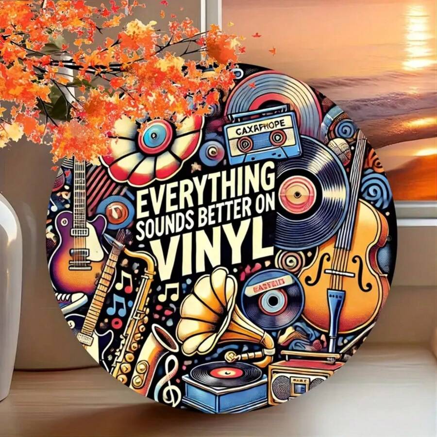 1pc Vinyl Record Shaped Wooden Art Decor Plaque, 2D Music Festival ...