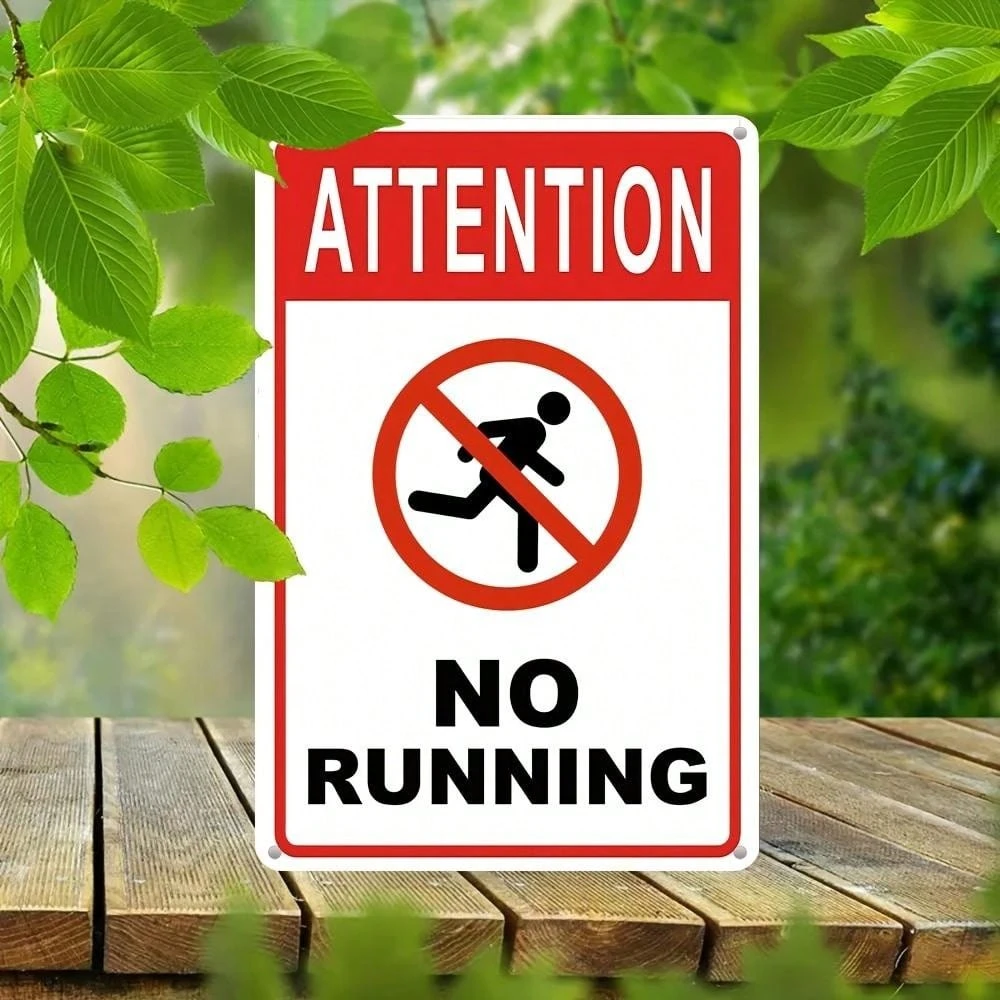 Señal de METAL de "Atención, No Correr" - Placa decorativa de uso múltiple resistente a la ...