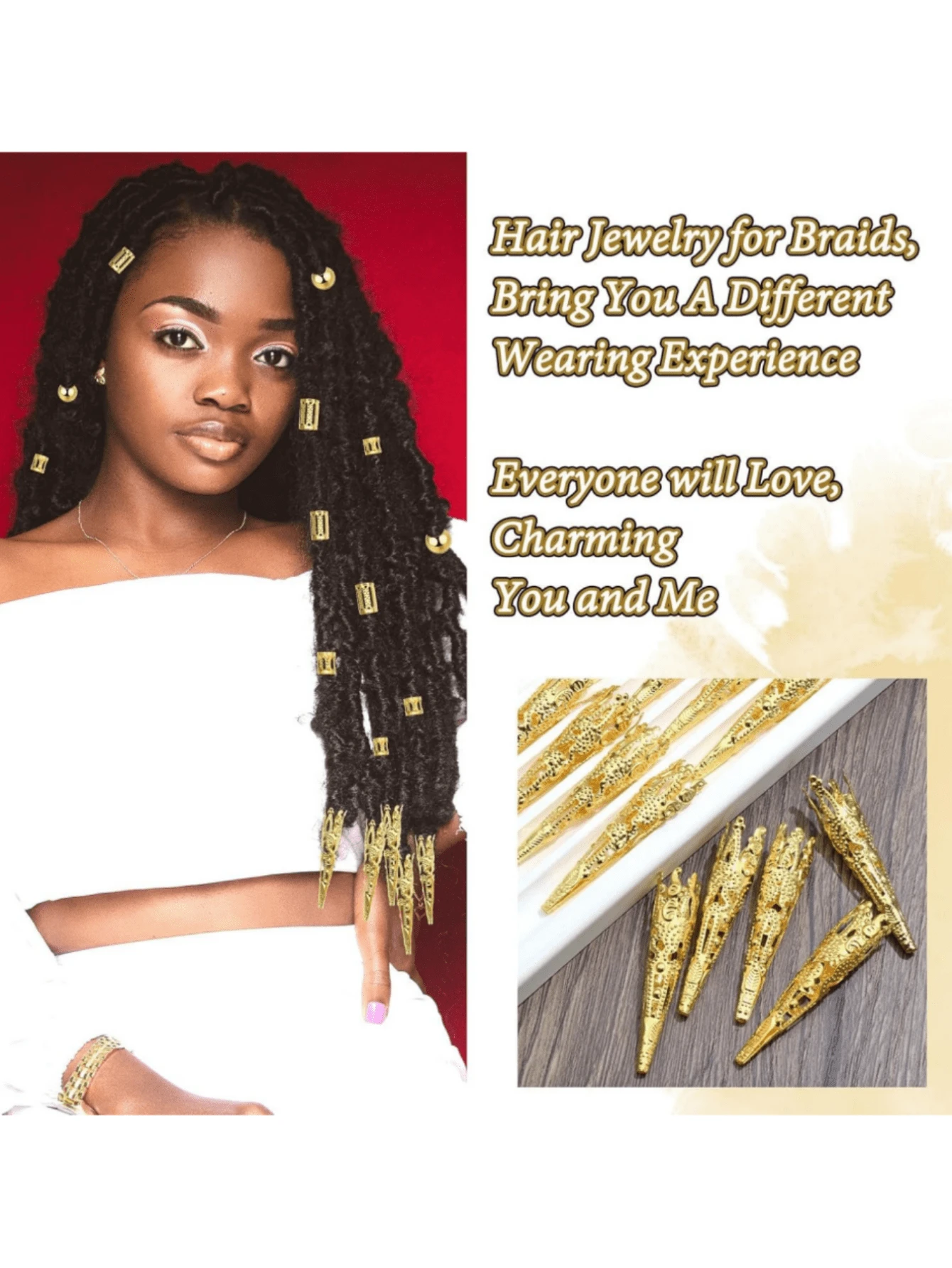 50pcs Braids Clips Hair Beads Adjustable Hair Cuffs Metal Dreadlock ...