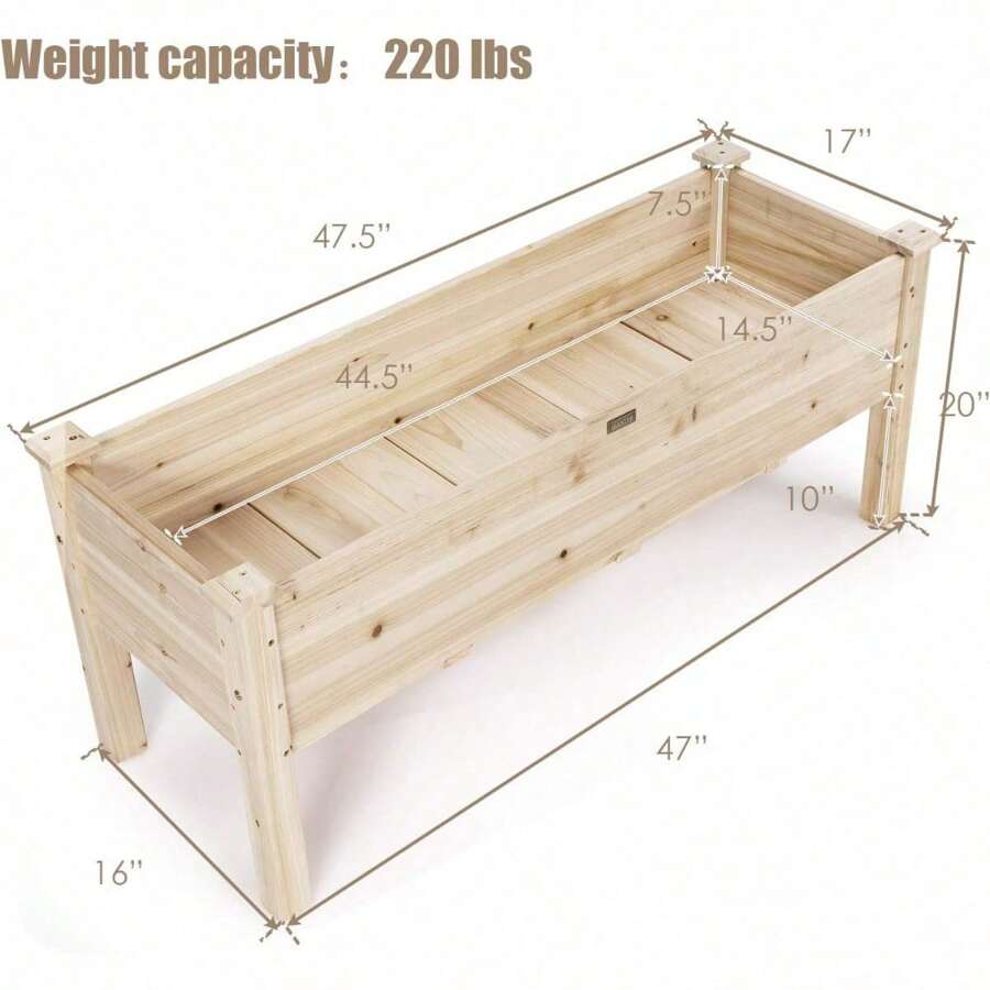 Raised Garden Bed, Wood Planter Box With Legs, Drain Holes, Elevated Garden Bed For Vegetables ...