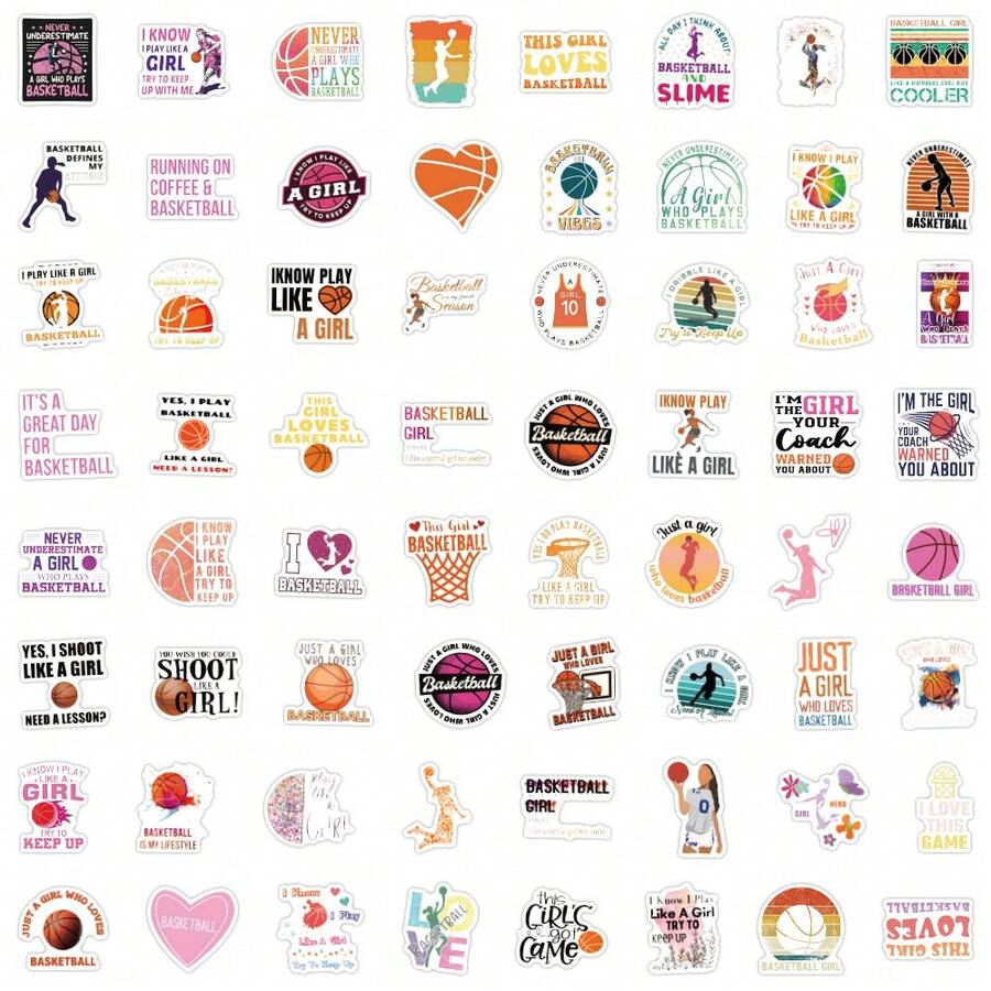 62 PCS Girl Basketball Stickers Scrapbook, Journaling, Laptop, Bumper ...