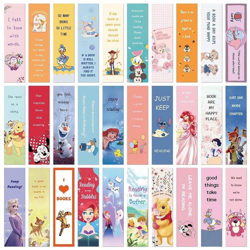30pcs Disney Bookmarks Cartoon Bookmark DIY Reading Gift Book Scrapbook ...