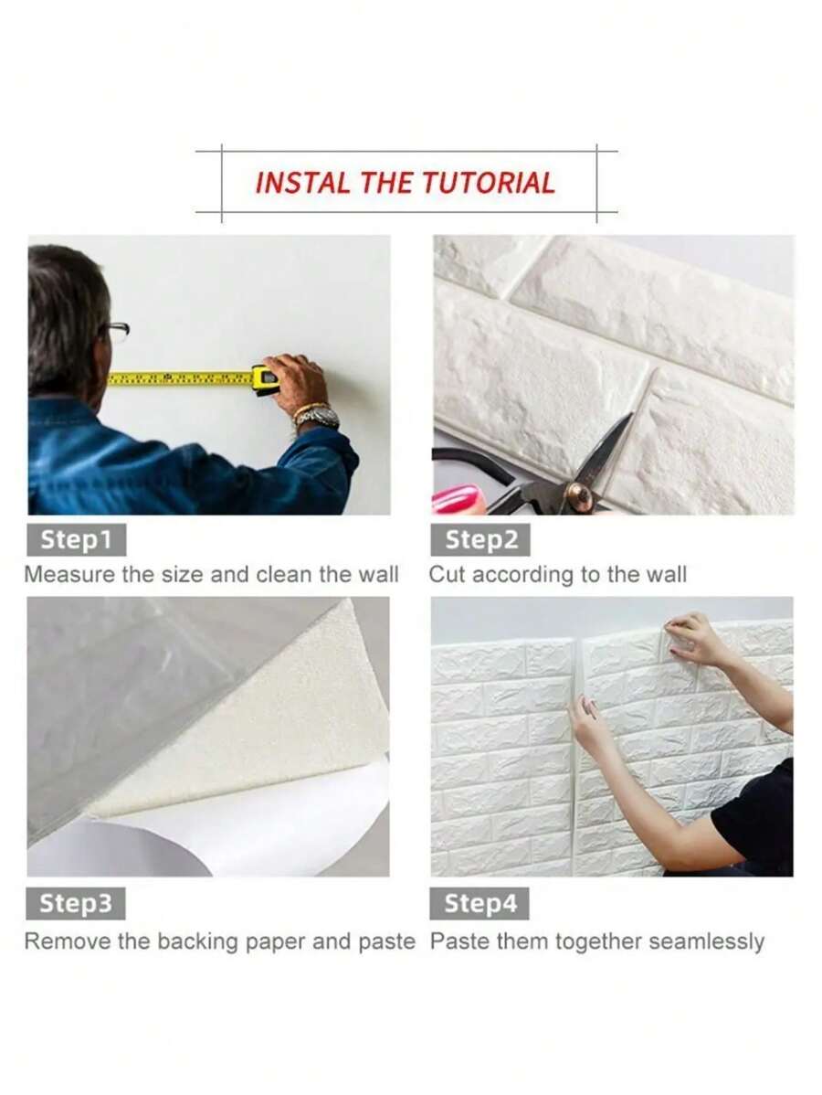 70cmx10m 3D Wallpaper Decoration Self-Adhesive Antique Foam Brick ...