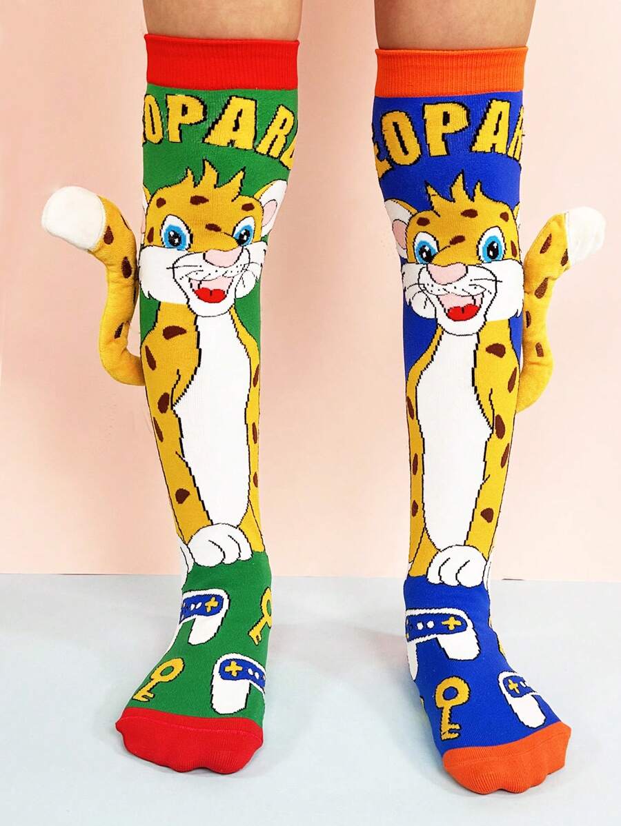 A Pair Of Cartoon Animal Leopard 3D Hand Sewn Knee High Children's ...