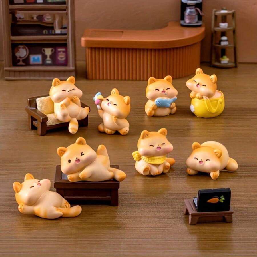 Cute Cat Miniature Figurine, Blind Box Dollhouse Decor, Decorative ...