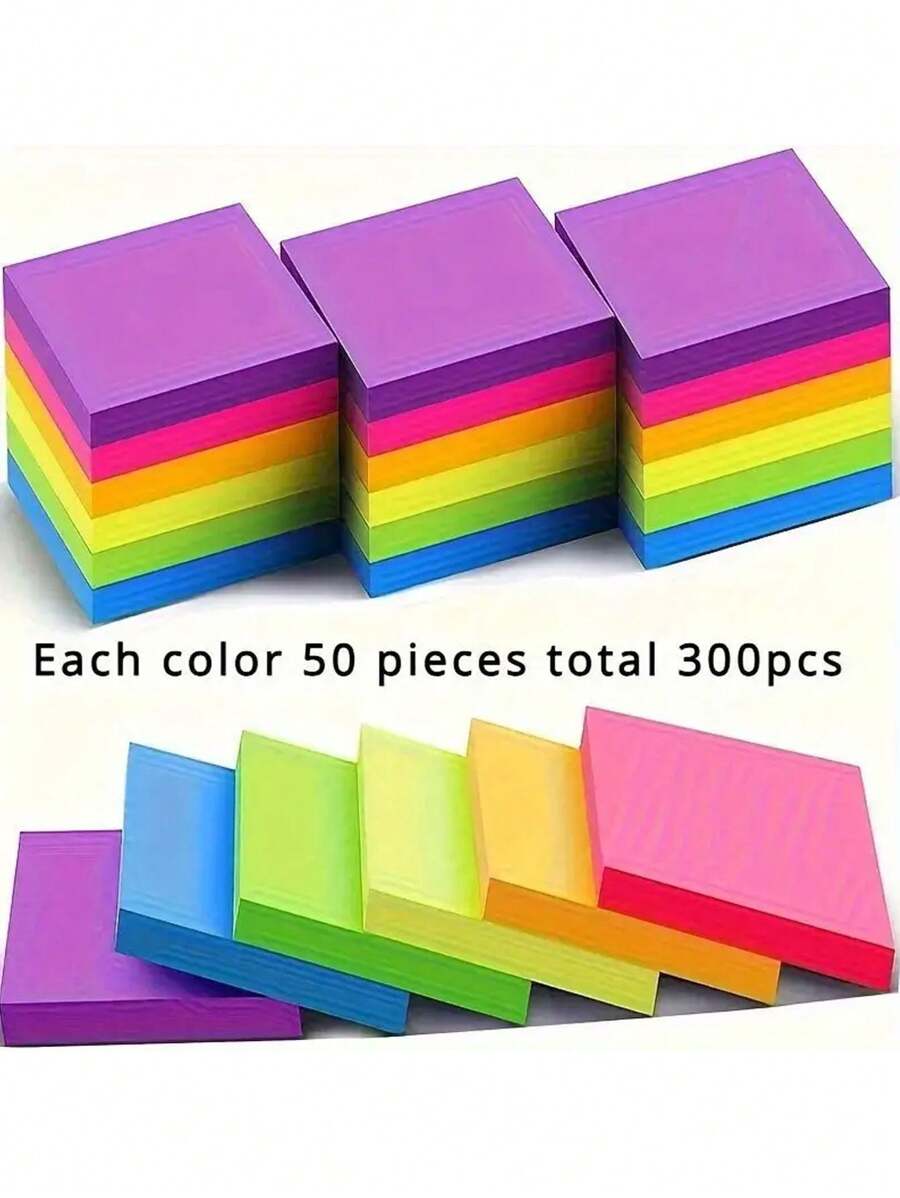 300 Bright Fluorescent Sticky Notes - Various Colors, Suitable For ...