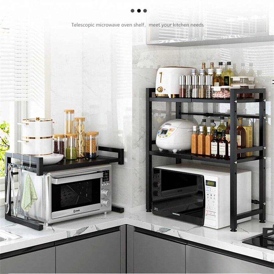 Microwave Oven Rack, Adjustable Kitchen Counter Space Saver Stand For ...