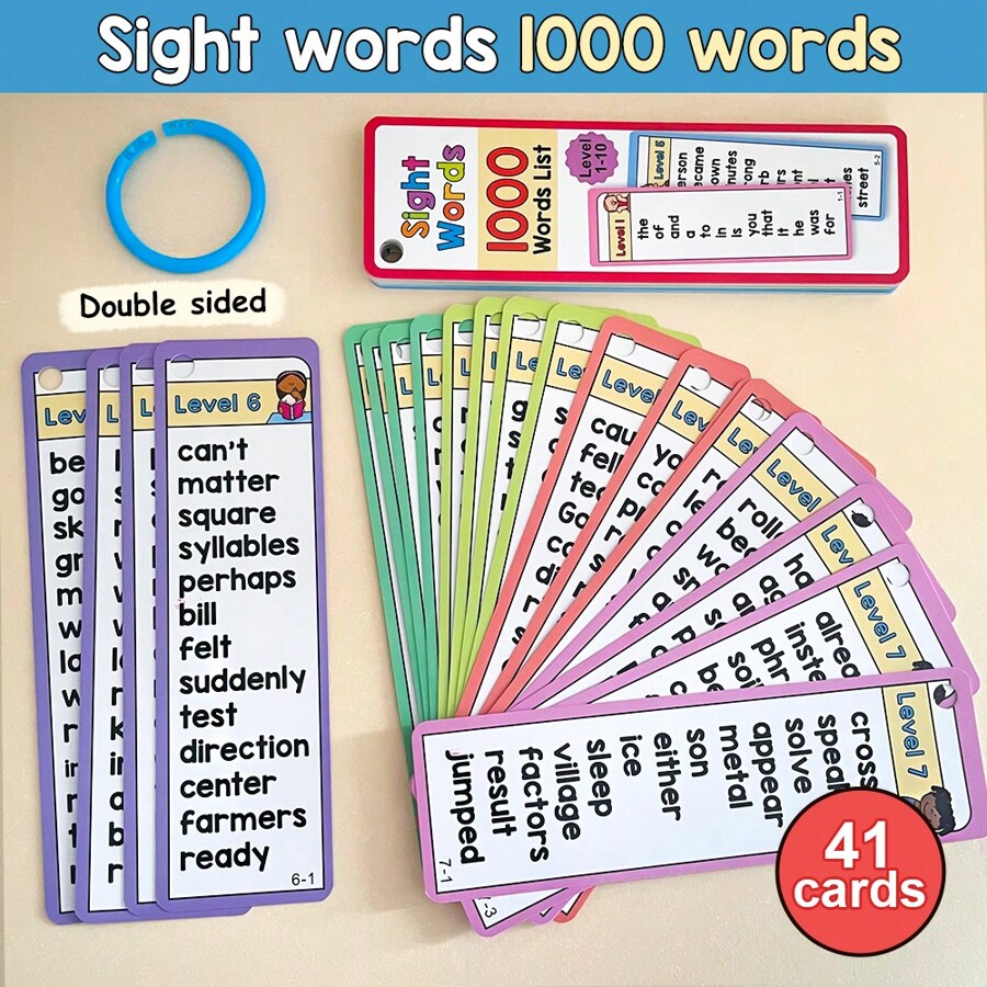 1000 Words English Sight Words Flash Cards, Children Learning Reading ...