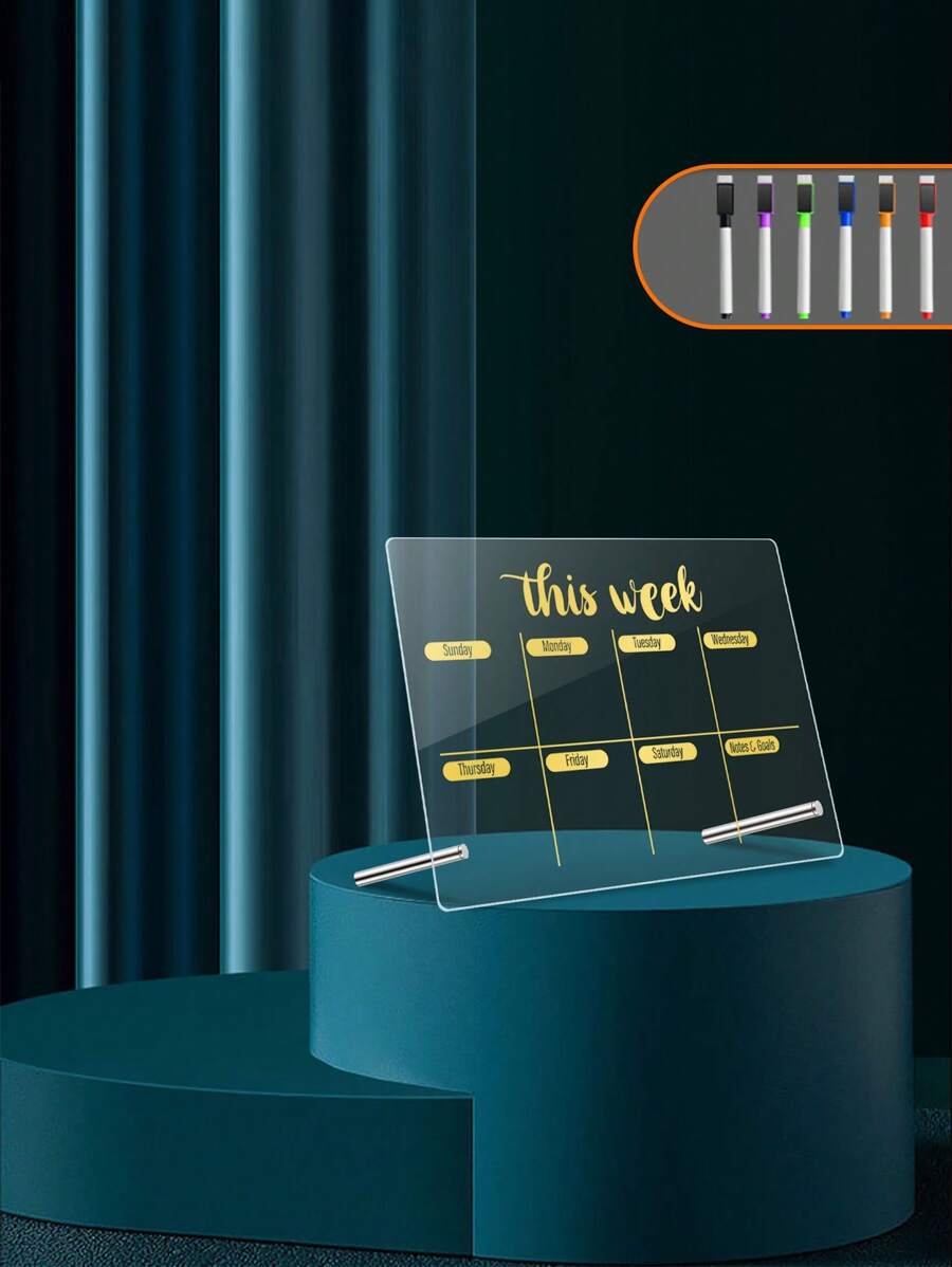 1pc Gradient Gold Transparent Acrylic Desktop Memo Board (With 6pcs ...