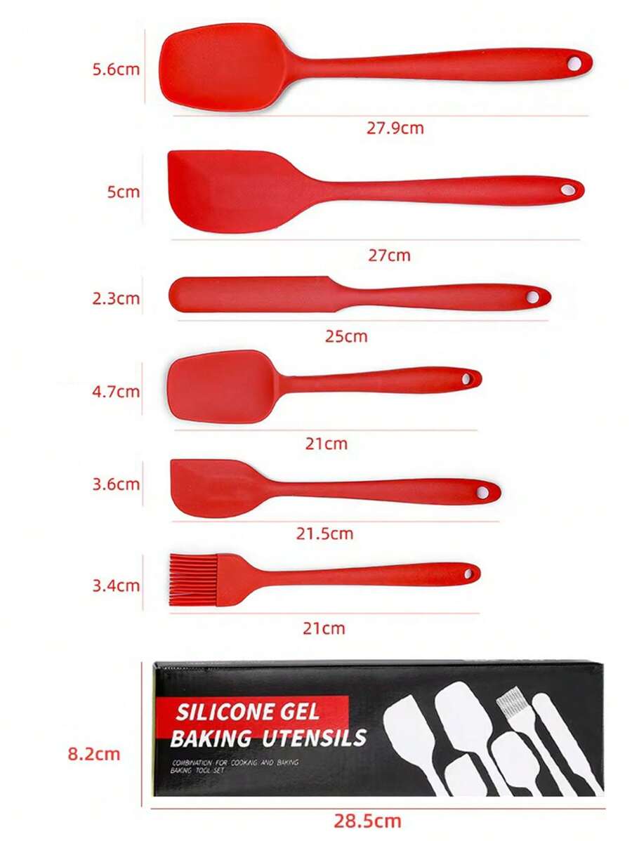 6pcs Silicone Scraper Set, Heat Resistant Rubber Scrapers With Seamless ...