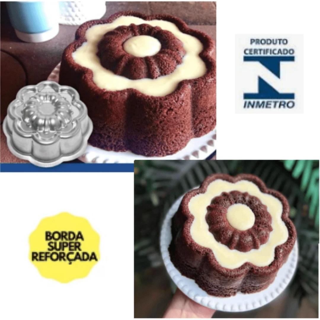 Kit De 1 Forma Decorada Vulcão Espiral Com Cone Canudo + 1 Forma Margarida Ballerine Alumínio ...