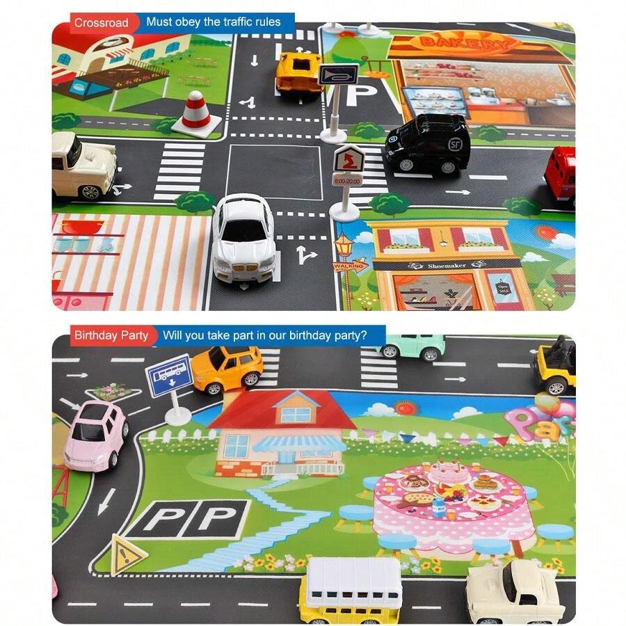 Parking Lot Large Play Mat, Diverse Parking Scenarios, Family Role-Play ...
