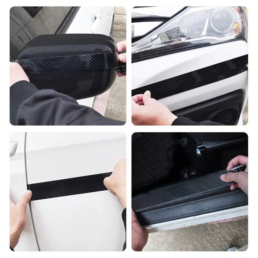 1/2pcs 6D Carbon Fiber Car Door Sill Scuff Plate Guards Protection Film ...