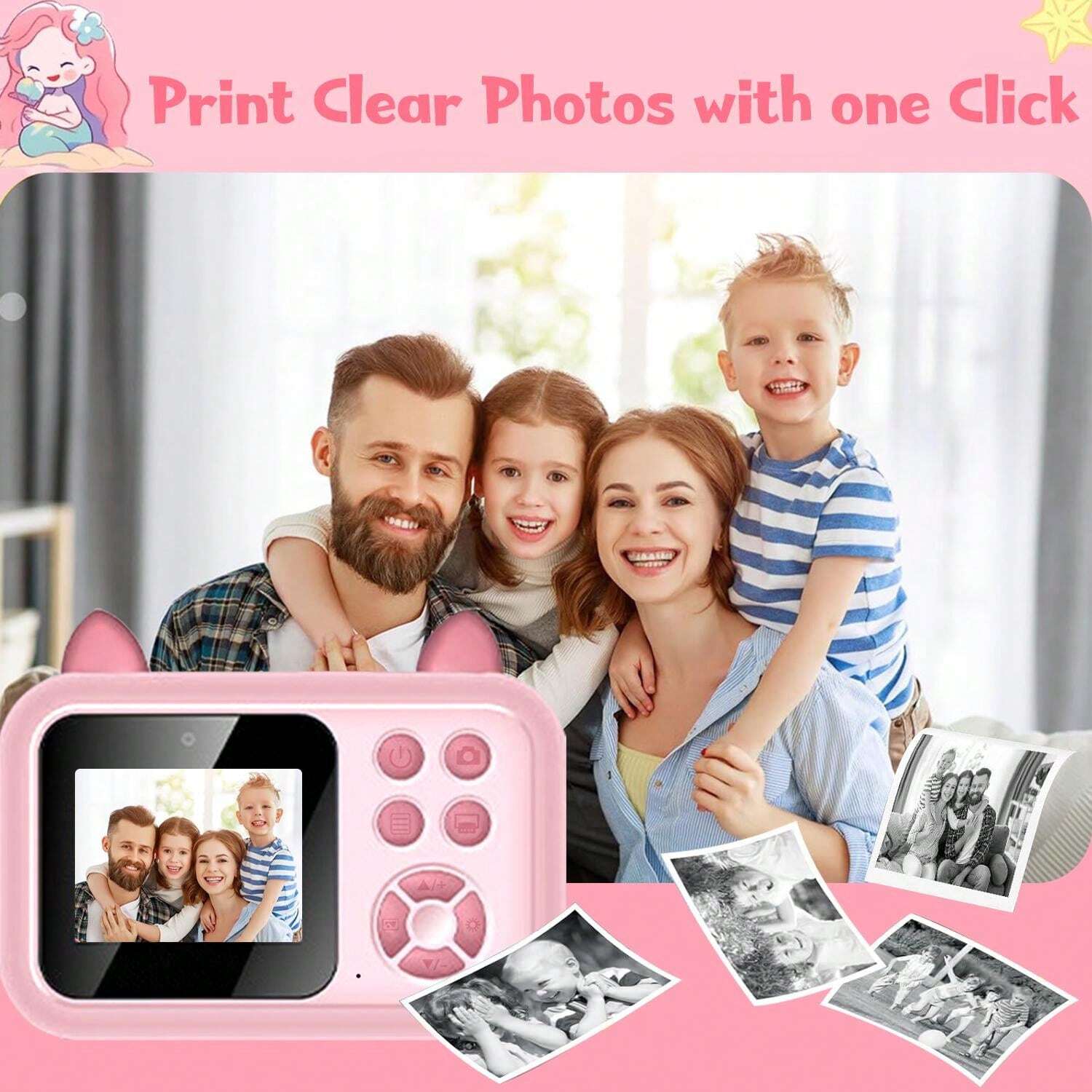 Kids Camera Instant Print, Screen Camera For Kids Dinosaur Children ...