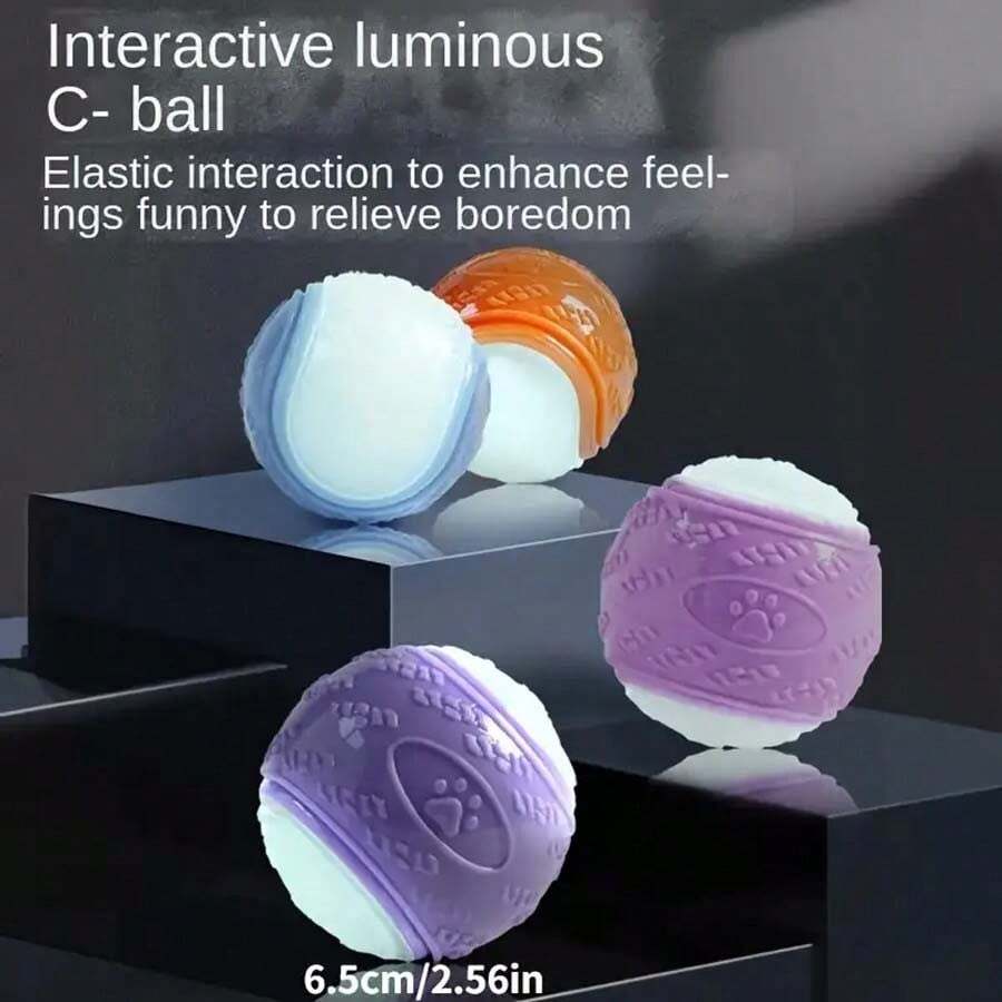 Light-Up & Sound Emitting Dog Ball - Geometric Texture, Durable TPR ...