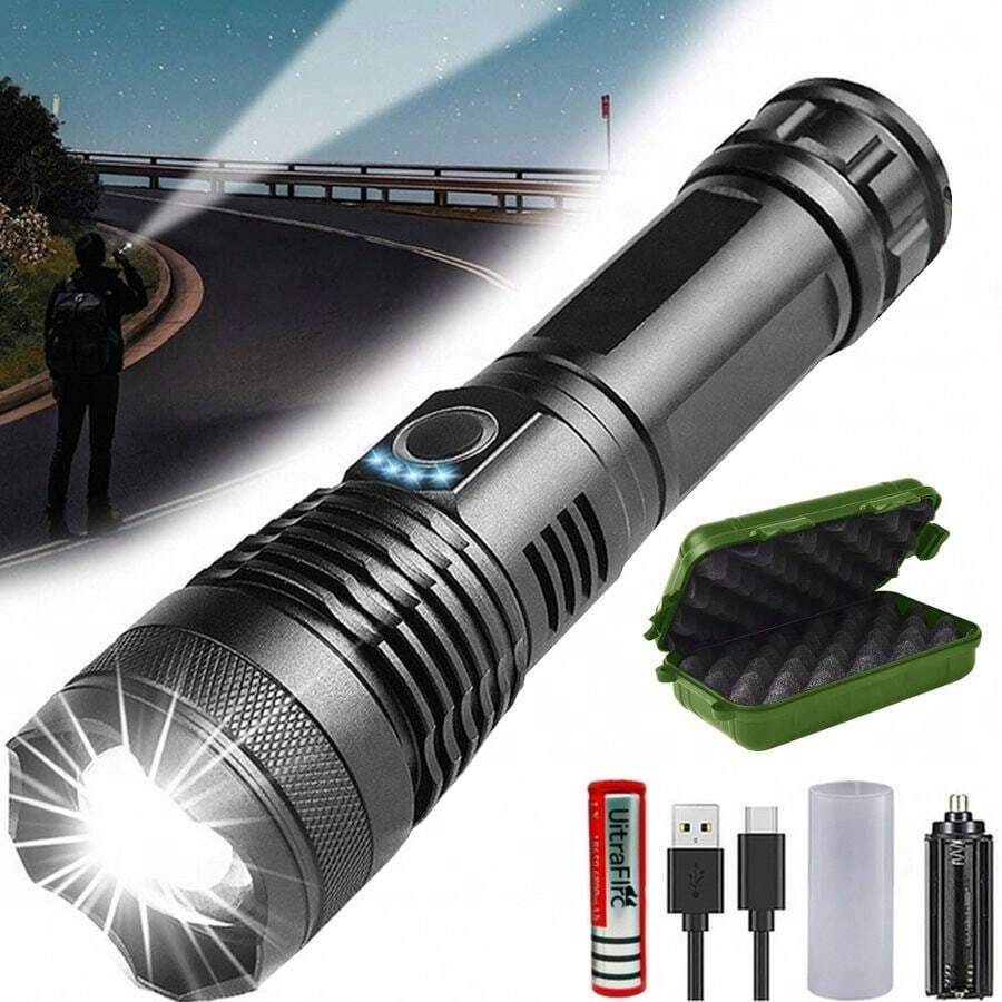 POTENTE LINTERNA TÁCTICA LED XHP90 ZOOM IMPERMEABLE USB LUCE HASTA ...
