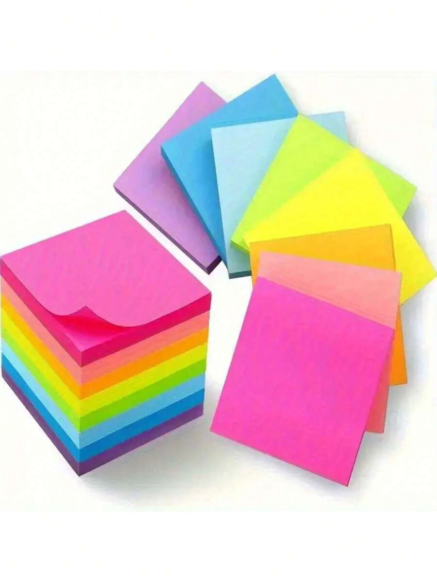 300 Bright Fluorescent Sticky Notes - Various Colors, Suitable For ...