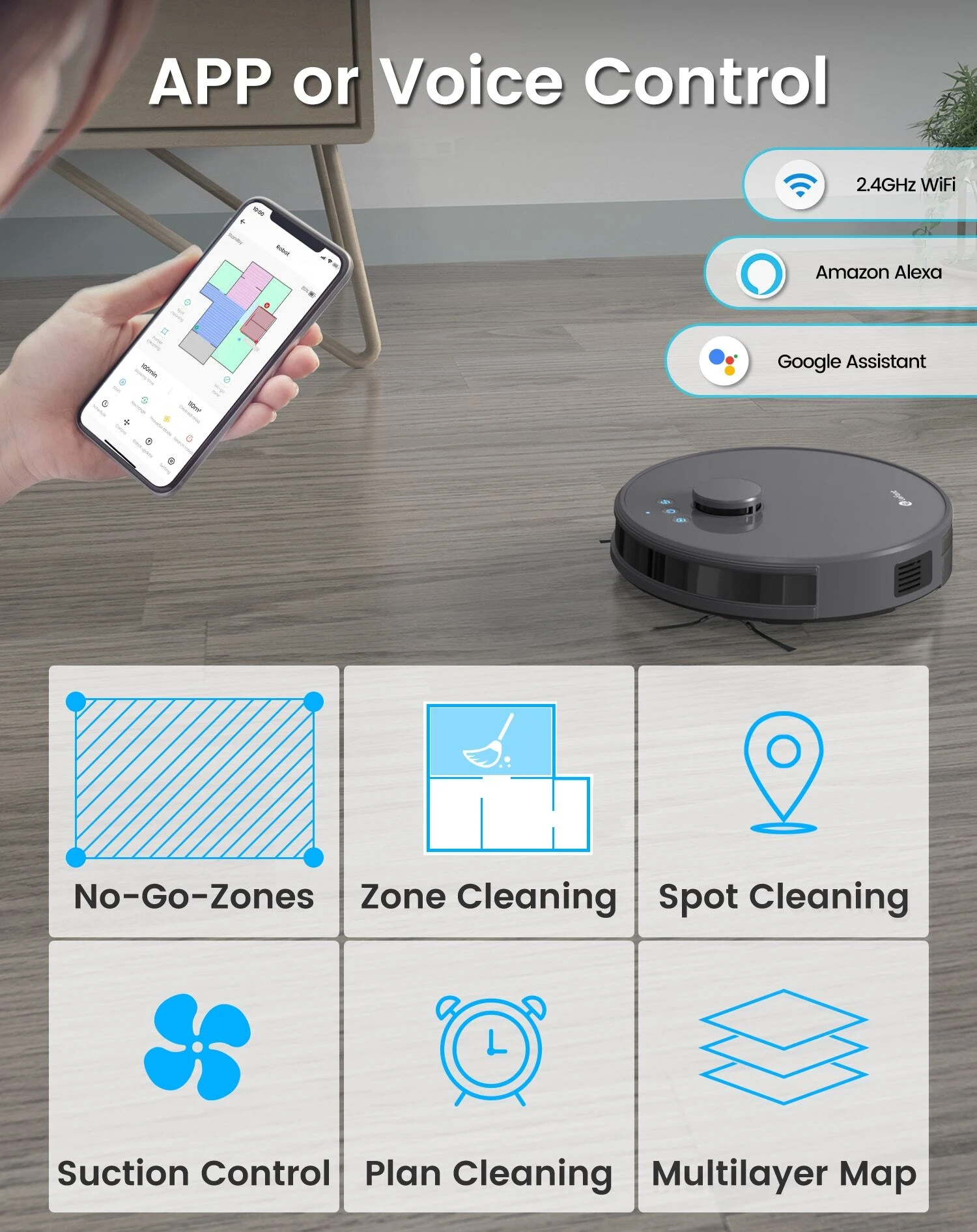 Lefant Lefant M1 Robot Vacuum Cleaner With Mop Room Mapping 4000Pa, LDS Navigation SLAM ...