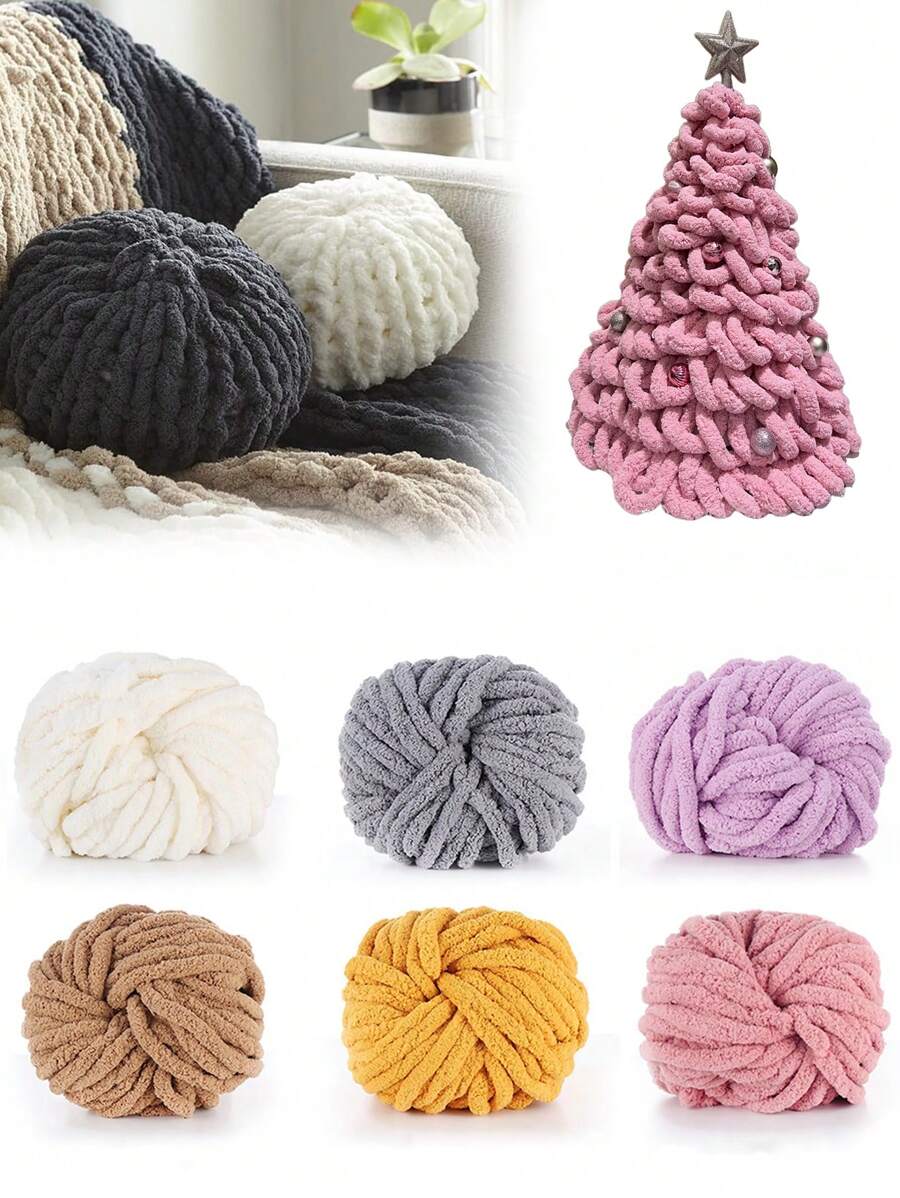 Chenille Chunky Yarn, Super Bulky Soft Thick Fluffy Chenille Yarn ...