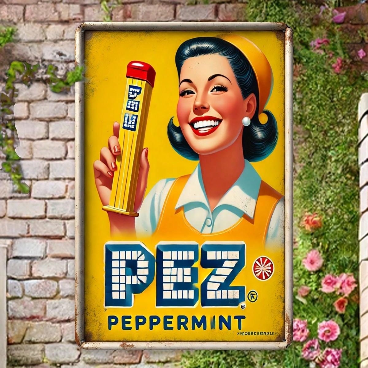 Vintage PEZ Peppermint Candy Advertisement Iron Sign, Retro Wall Decor ...