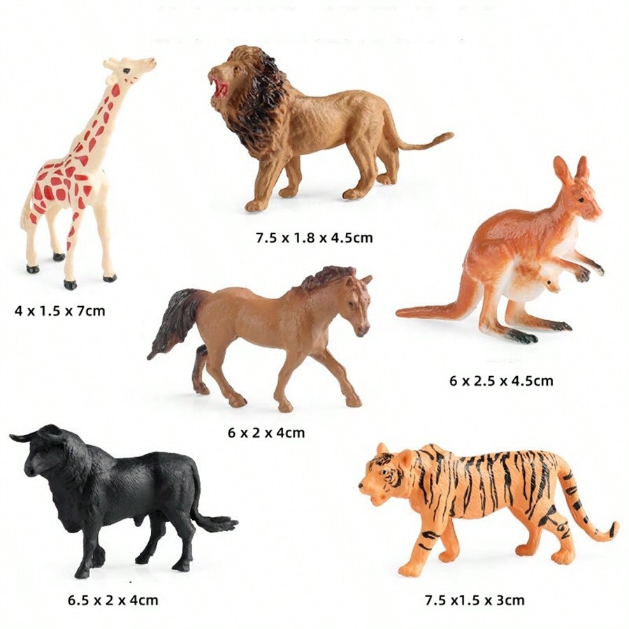 12pcs/Set Realistic Solid PVC Plastic Wild Animal Models Toys Including ...