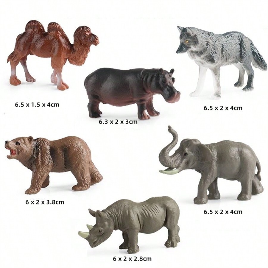 12pcs/Set Realistic Solid PVC Plastic Wild Animal Models Toys Including ...
