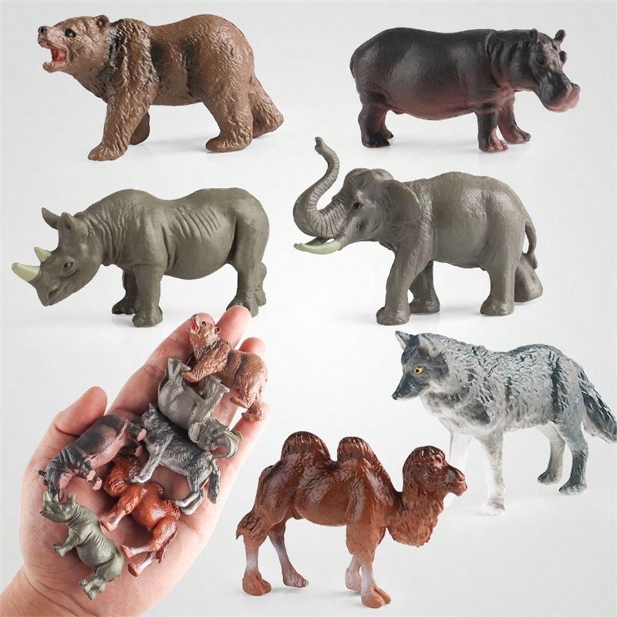 12pcs/Set Realistic Solid PVC Plastic Wild Animal Models Toys Including ...