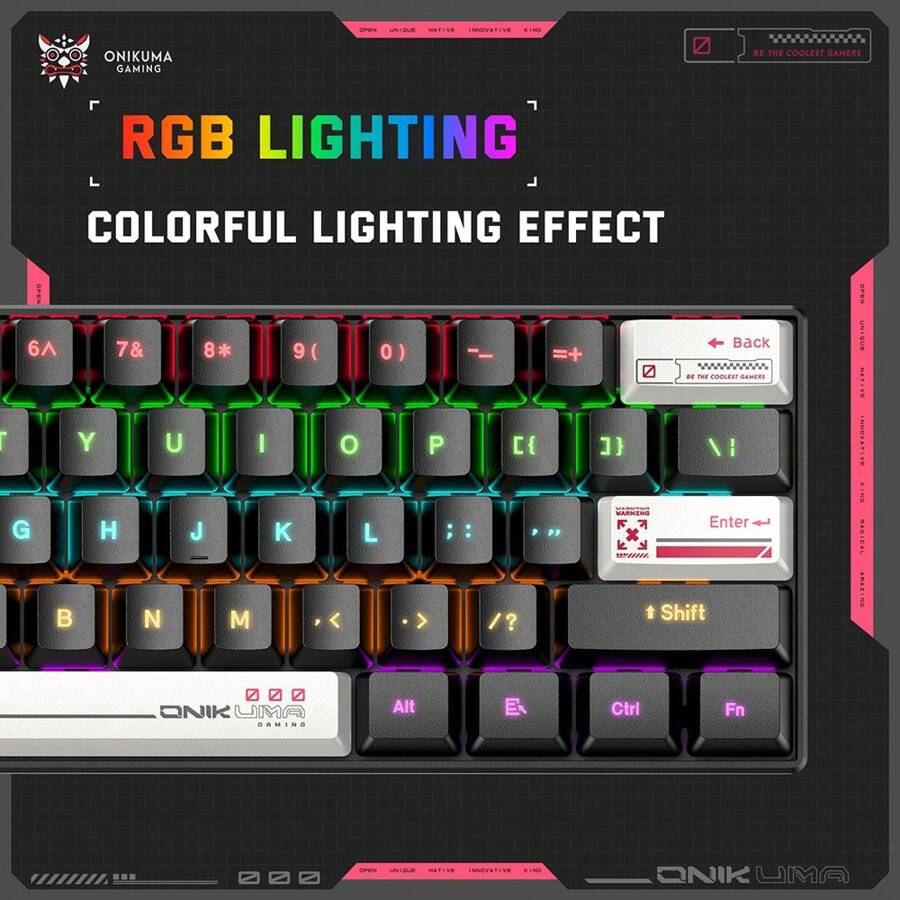 ONIKUMA G55 Black RGB Light Effect Wired Gaming Keyboard Gaming Office ...