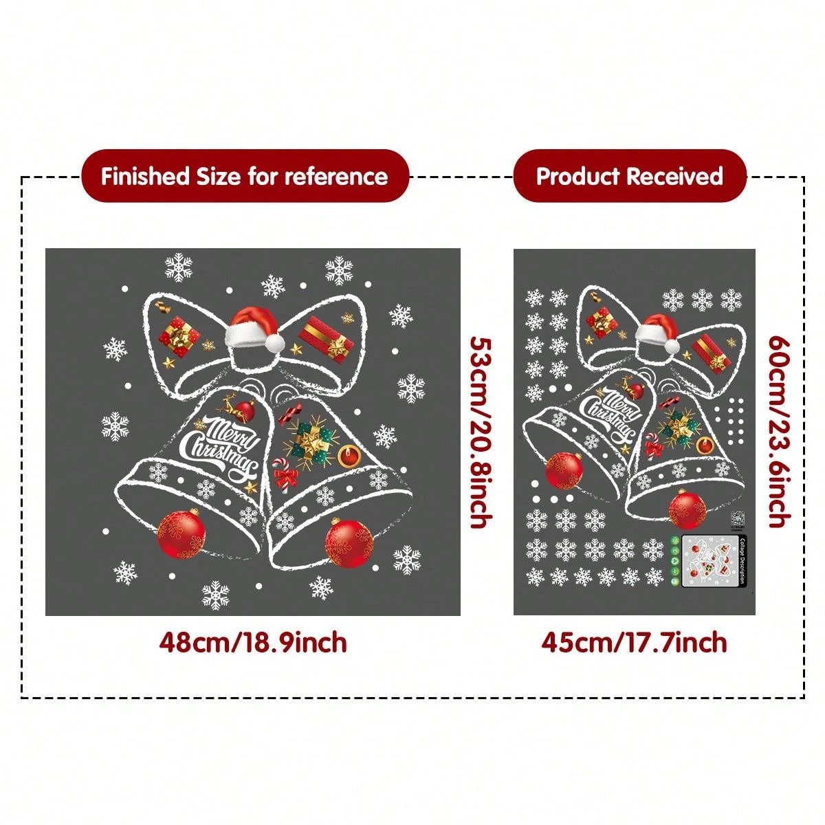 1pc Colorful PVC Static Cling Glass Christmas Sticker, Santa Claus Bell ...