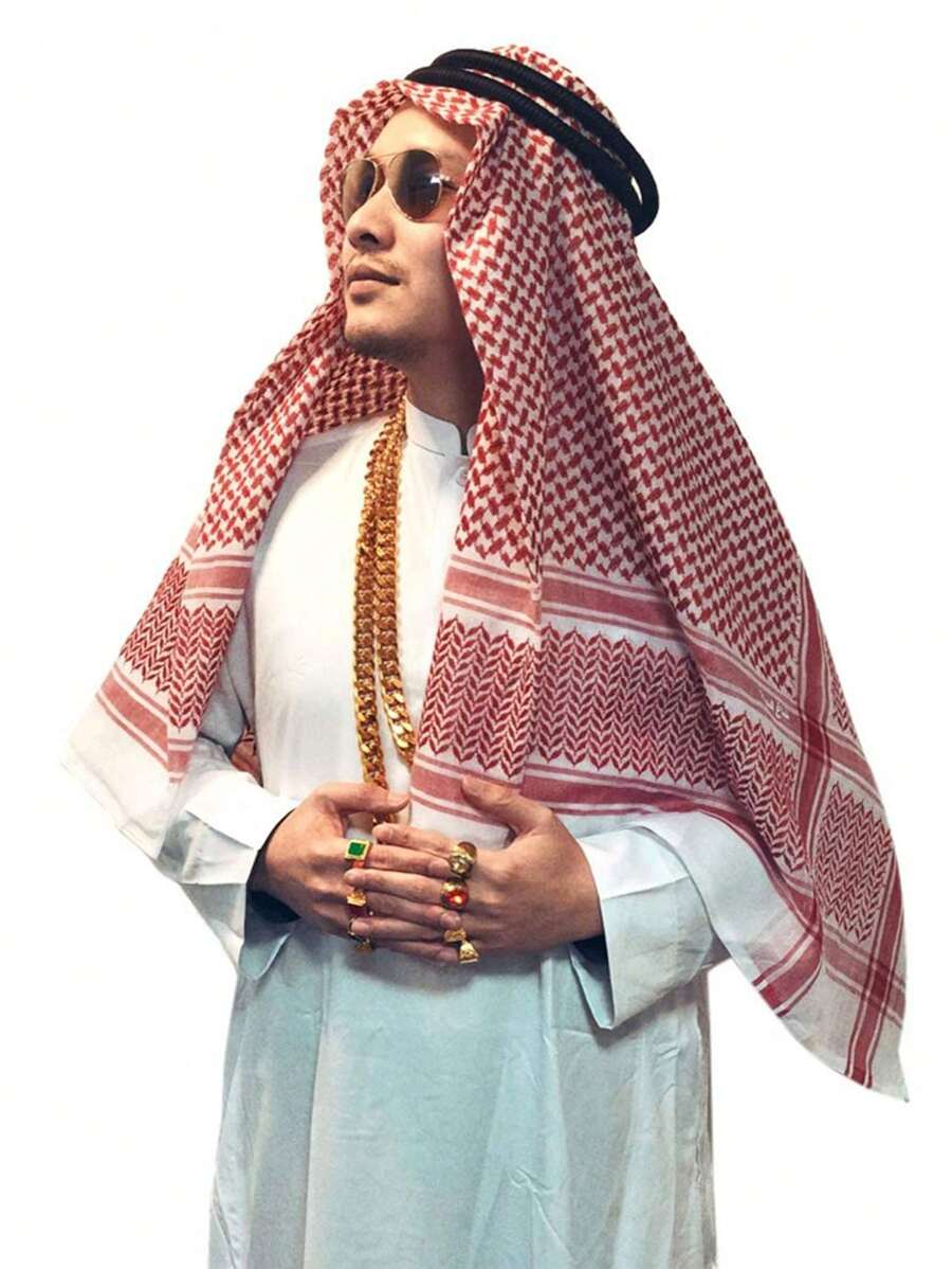 Adult Men's Classic Arabic Headdress, UAE Dubai Style Headband Scarf ...