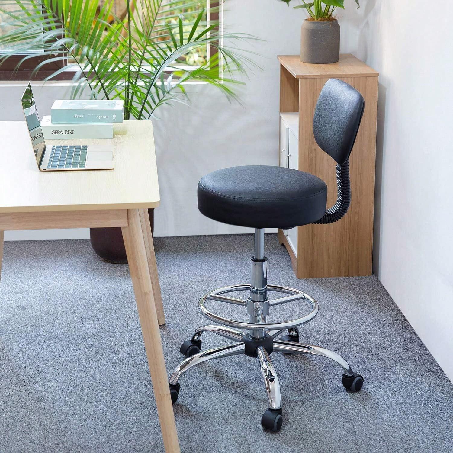 Drafting Swivel Chair With Back Support And Adjustable Footrest Rolling Stool, Multi-Purpose ...