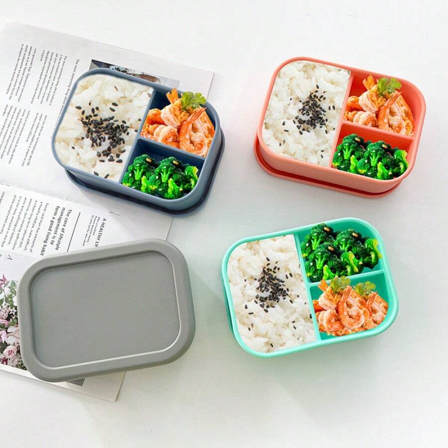 Silicone Bento Lunch Box Meal Prep Container With 3 Compartments ...