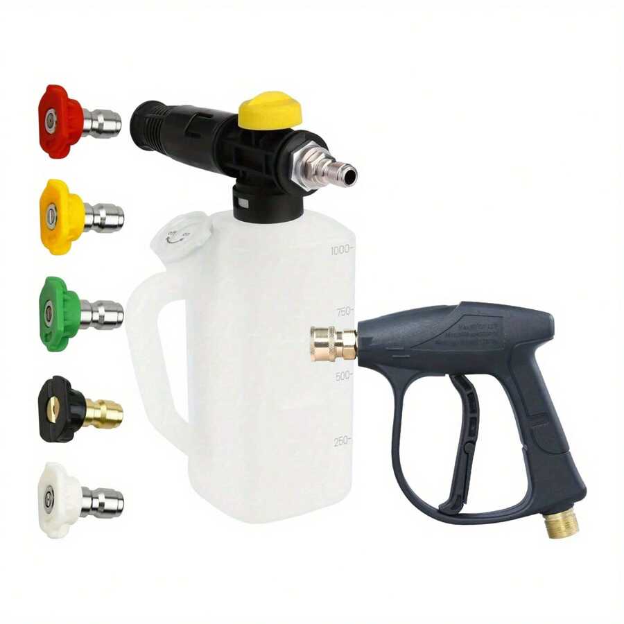High Pressure Cleaning Gun Set With 1L Snow Foam Gun With Adjustable ...