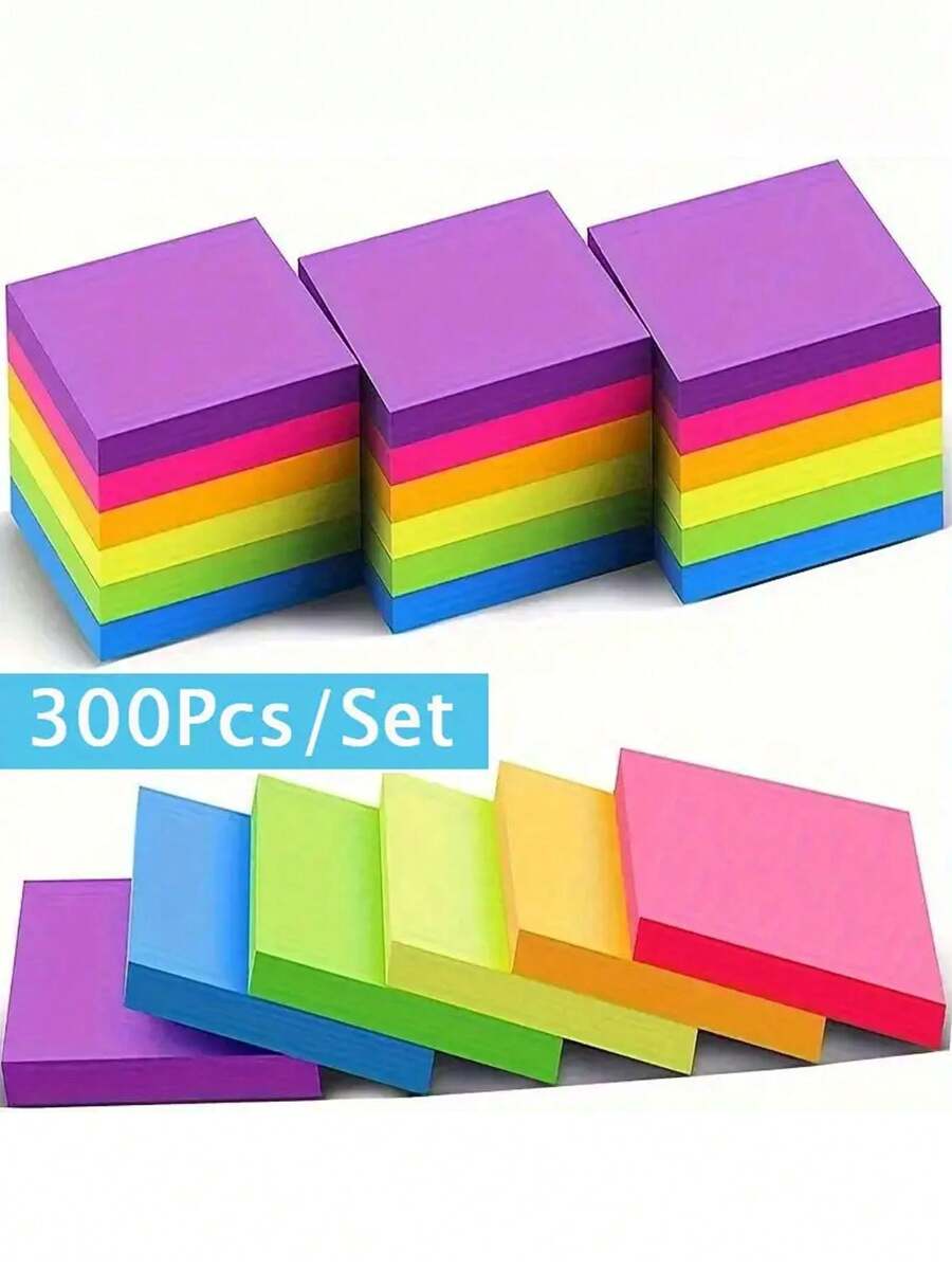 300 Bright Fluorescent Sticky Notes - Various Colors, Suitable For ...