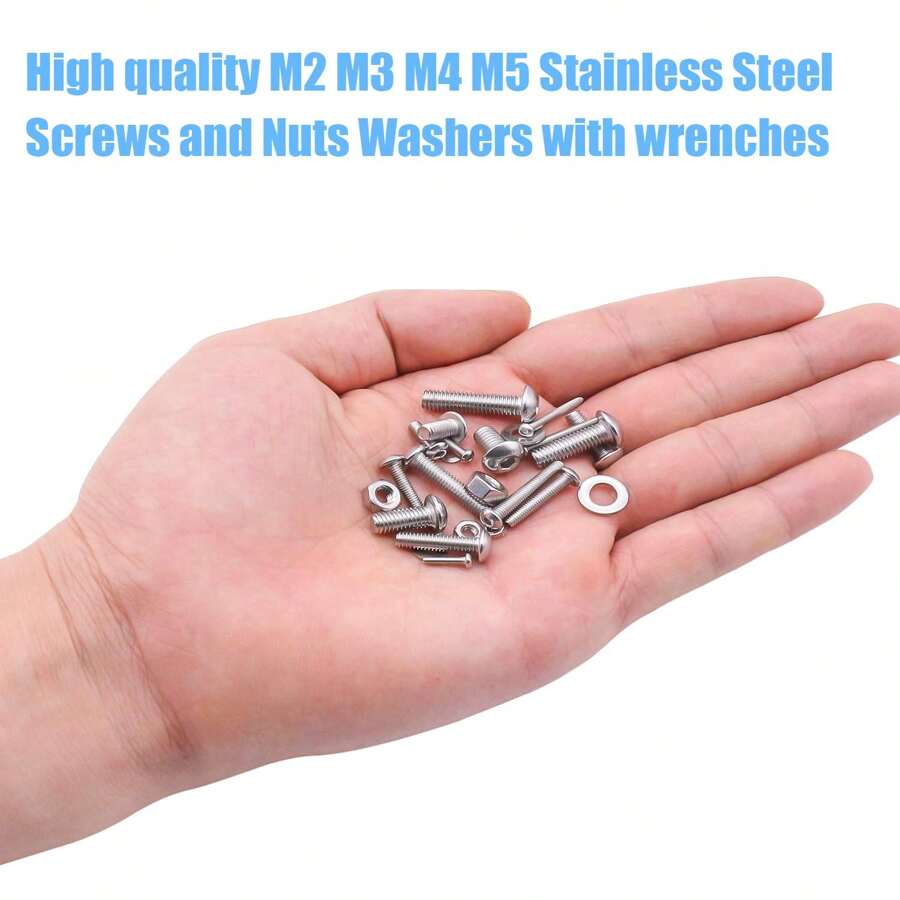 1220pcs Box Stainless Steel Round Head Inner Hex Bolts Nuts Washers M2 ...