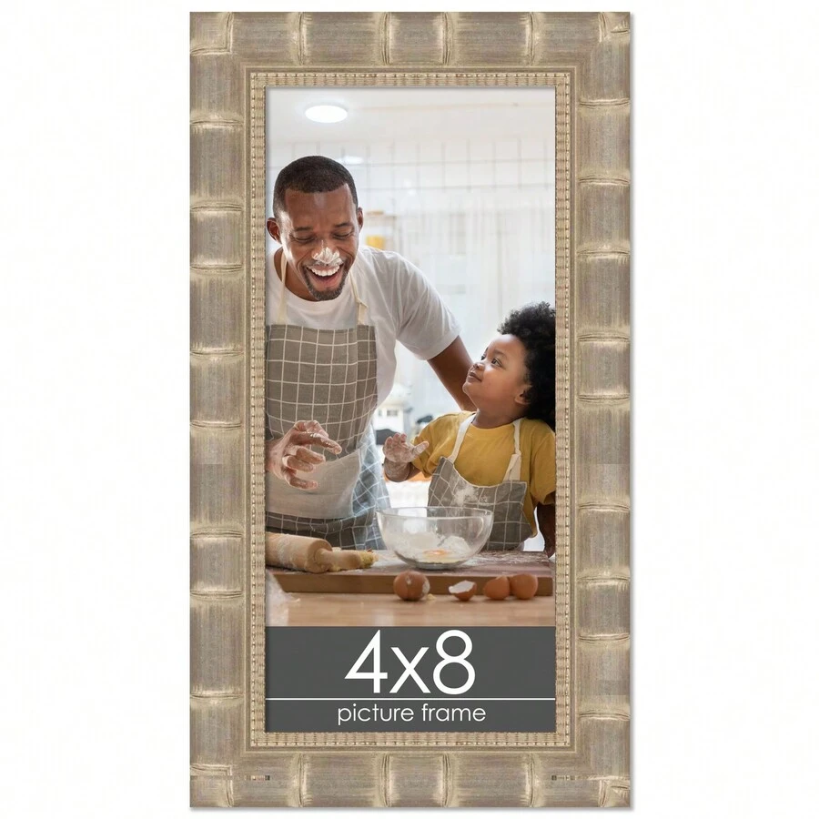 Custompictureframes.Com 4x8 Wide Bamboo Picture Frame UV Acrylic 4 ...