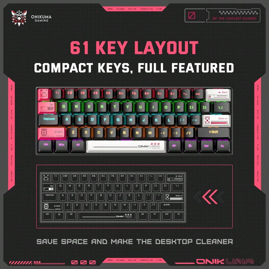 ONIKUMA ONIKUMA G55 Black RGB Light Effect Wired Gaming Keyboard Gaming ...