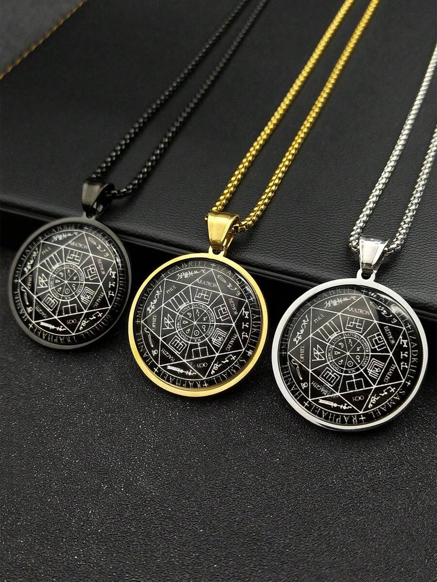 Seven Archangel Amulet Stainless Steel Gold/Silver/Black Necklace Men's ...