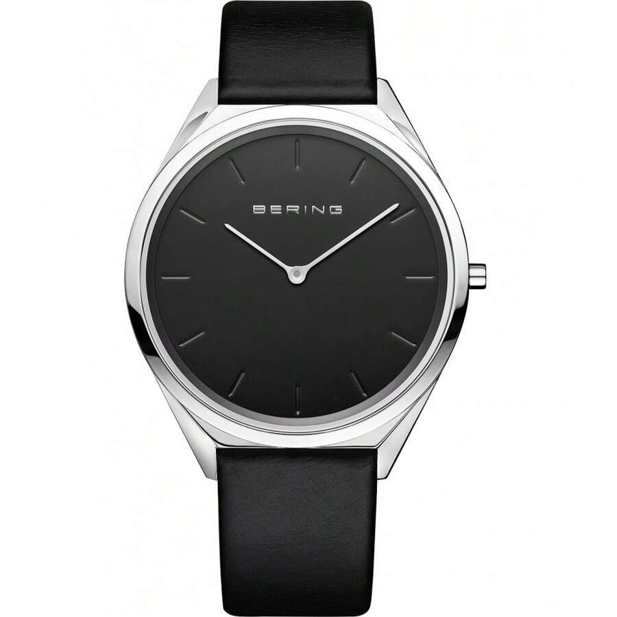 Bering Time Classic Silver Steel Case With Black Dial Unisex Watch. 17039-402 | SHEIN USA