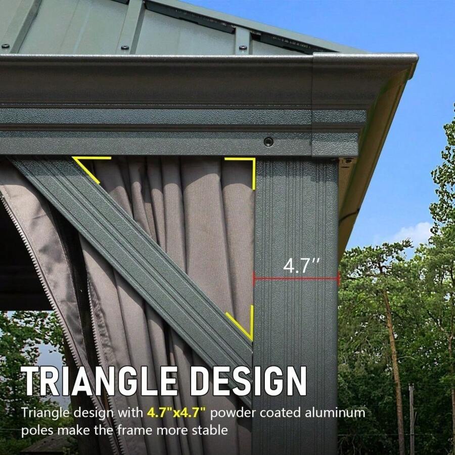 14x22FT Hardtop Gazebo, Outdoor Gazebo With Galvanized Steel Double ...