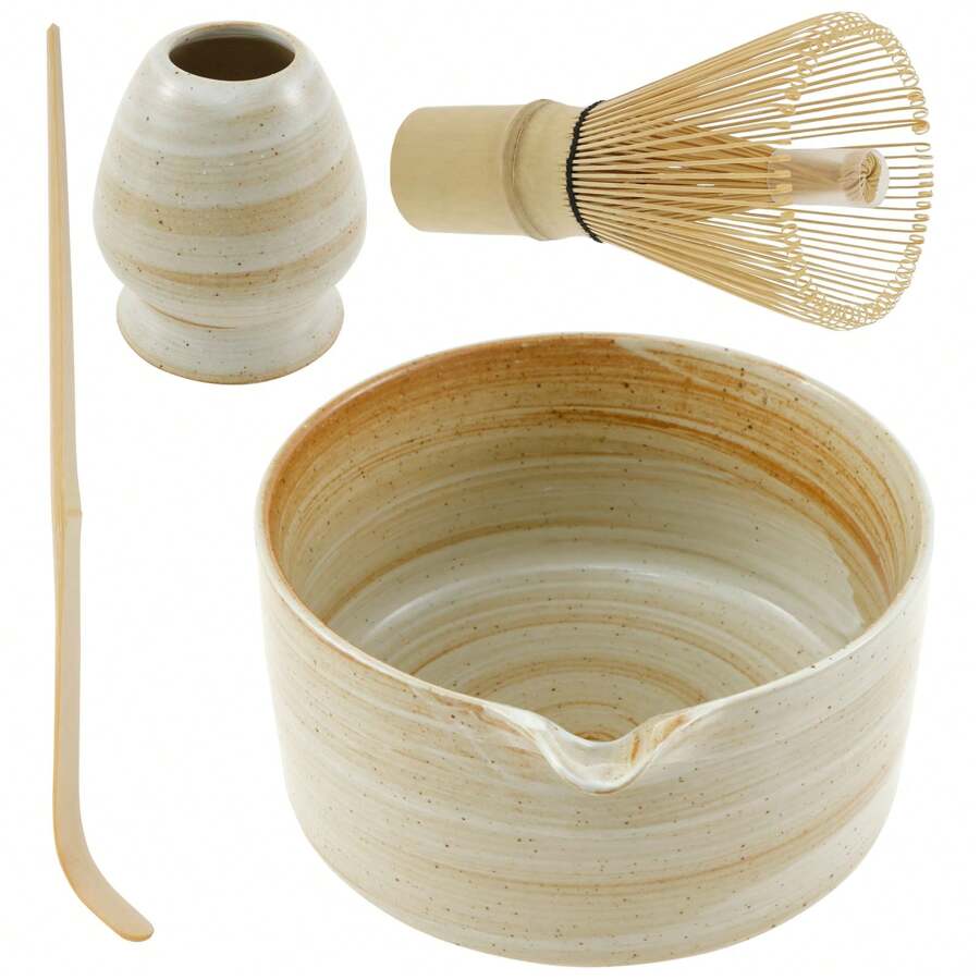 4 Pcs Japanese Matcha Set Traditional Matcha Tea Set Reusable Matcha Whisk Set Elegant Matcha