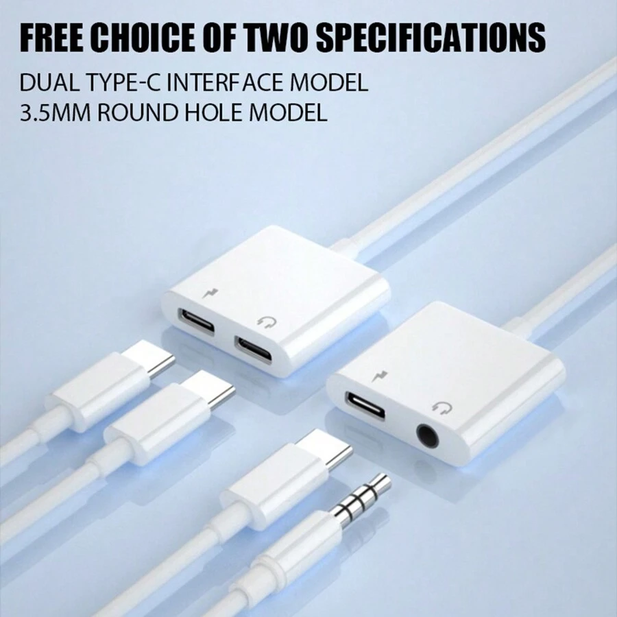 Cable adaptador 2 en 1 USB-C a USB-C + USB-C/3.5mm, compatible con iPhone 16, 15, Pro MAX, Plus ...
