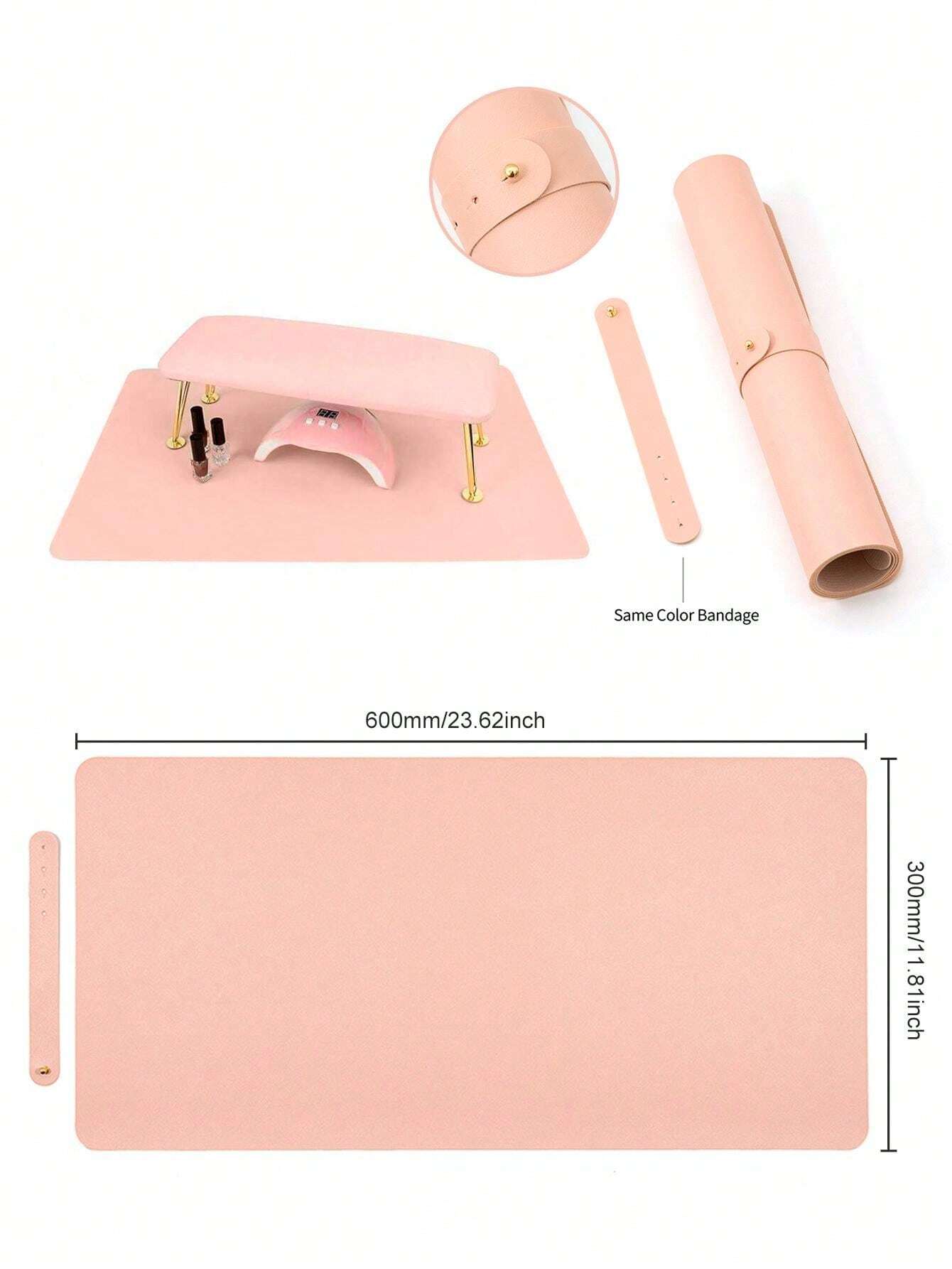 1pc Pink Nail Art Table Mat, Foldable Nail Art Hand Rest Pad For Nail ...