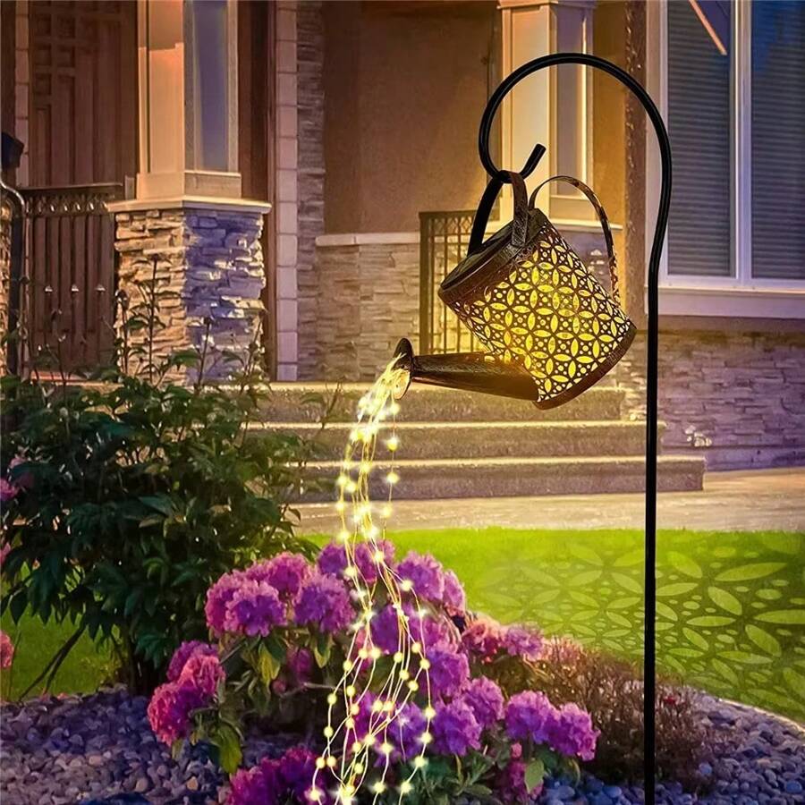 Solar Watering Can Light Hanging Waterfall Lamp Waterproof Outdoor ...