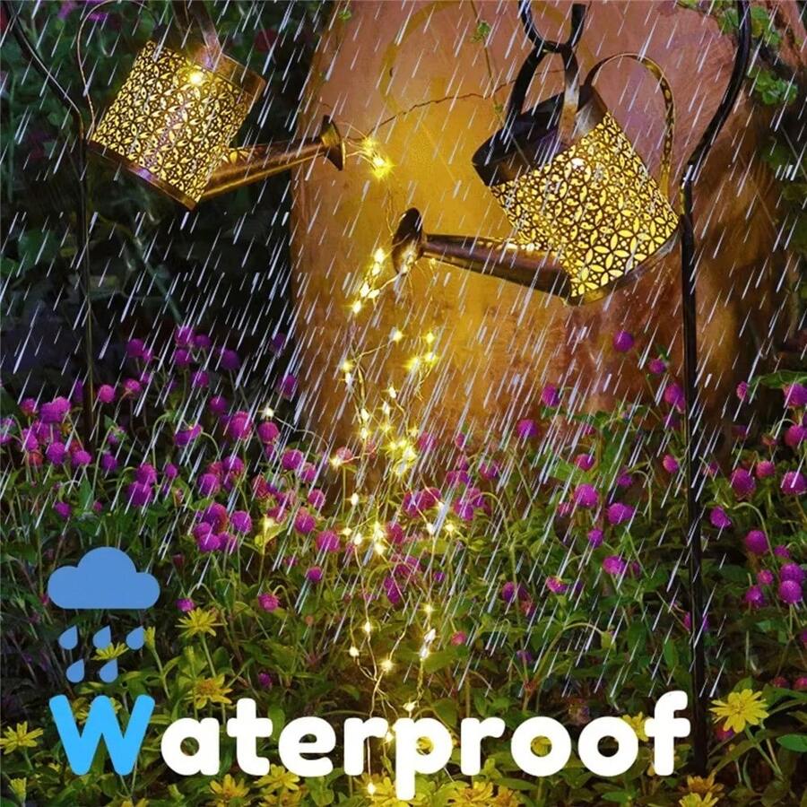 Solar Watering Can Light Hanging Waterfall Lamp Waterproof Outdoor ...